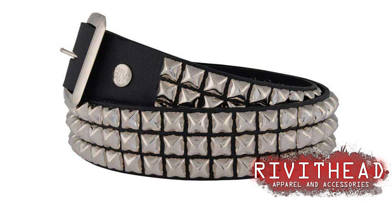 3 Row Pyramid Stud Belt - Real Leather Made in the USA