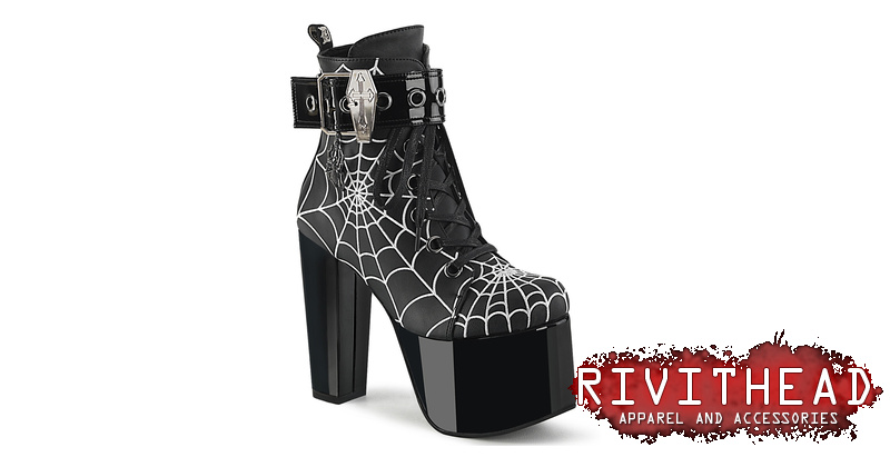 TORMENT-51 Spider Web Platform High Heel Booties